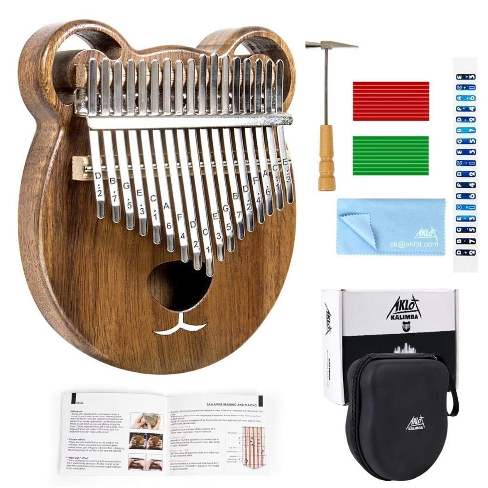 SLFDXDP Thumb Piano 17-Key Kalimba Thumb Piano Solid Walnut Kit with Drum Kit Tuning Hammer Brochure Full Set of Accessories Portable (Color : 1)