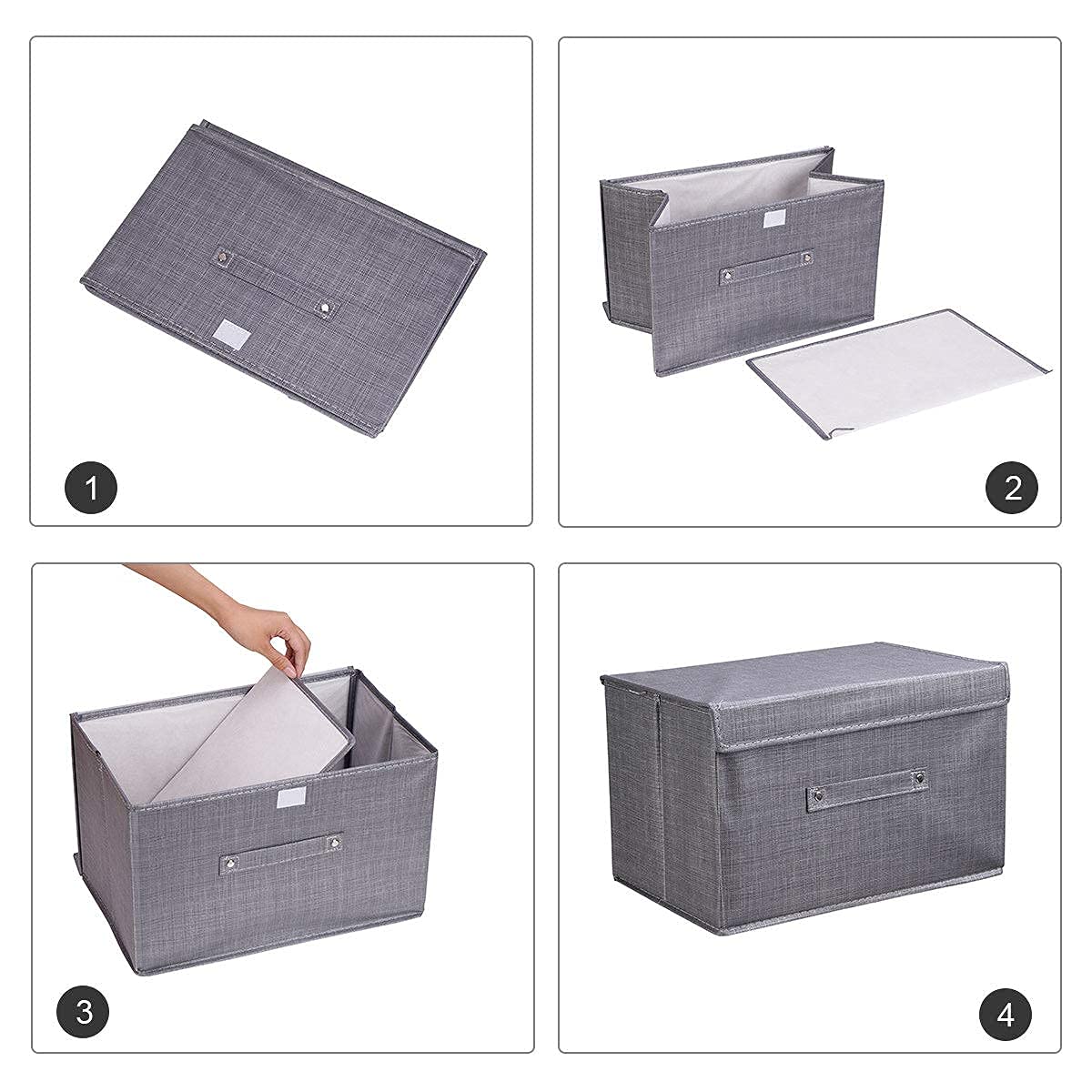 ONO BLUE 2-Pack Storage Bin with Lid,Closet Bins for Clothes Toys,Foldable Storage Boxes With Cover Reinforced Handle, Fabric Closet Organizer Containers for Home and Office Bedroom Nursery Deep Gray