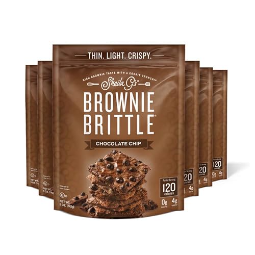Sheila G's Brownie Brittle â Original Chocolate Chip Thin and Crispy Sweet Snacks (Pack of 6, 5 oz), Rich Gourmet Brownie Bites Dessert