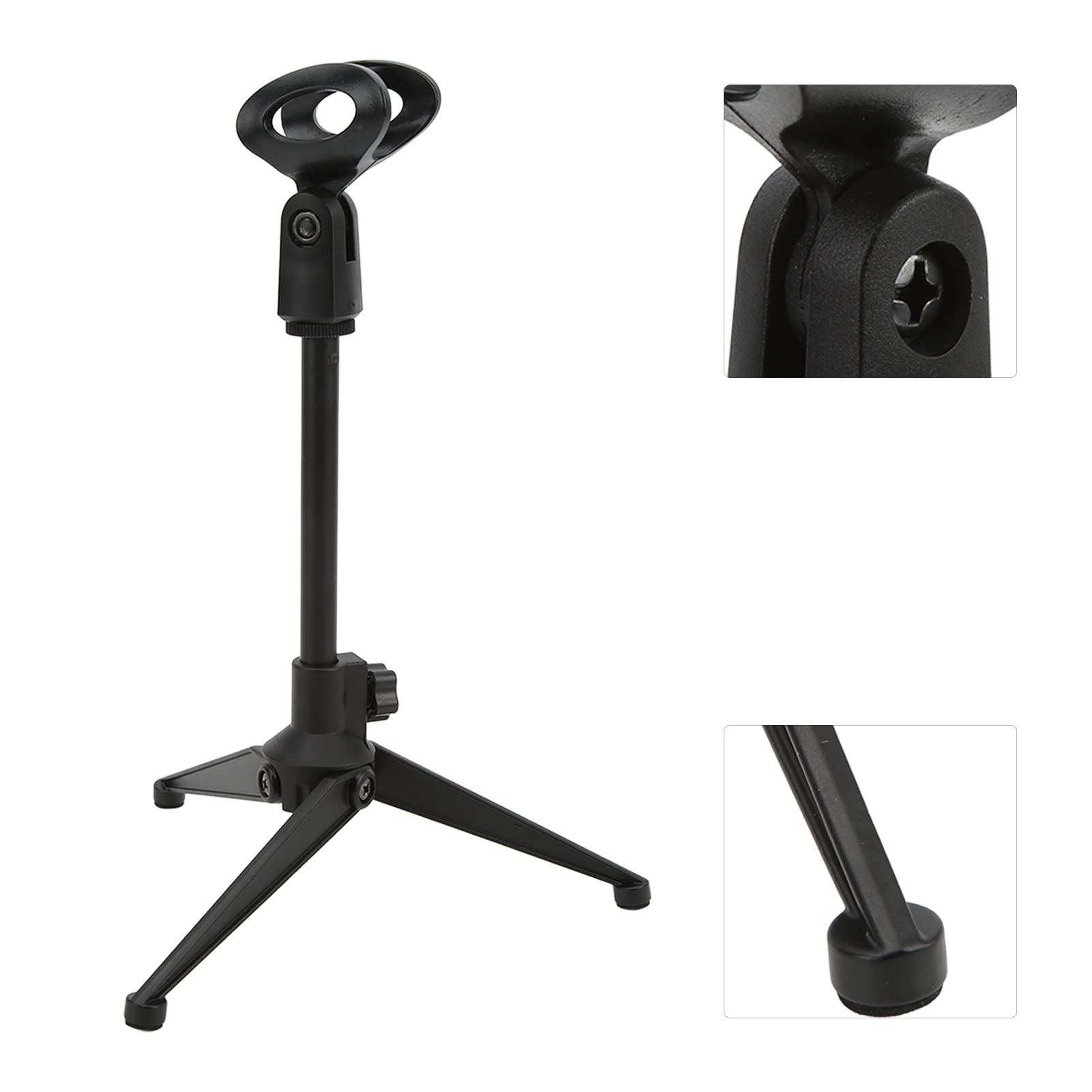 Velaurs Microphone Table Stand Tripod, Adjustable Angle Desktop Microphone Tripod Stand Adjustable Height Shockproof for Live Broadcast