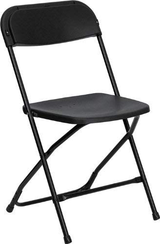 Ontario Furniture: Stackable Black Metal Folding Chair, 800-Pound Weight Capacity, Premium Steel Frame with Plastic Seat and Back