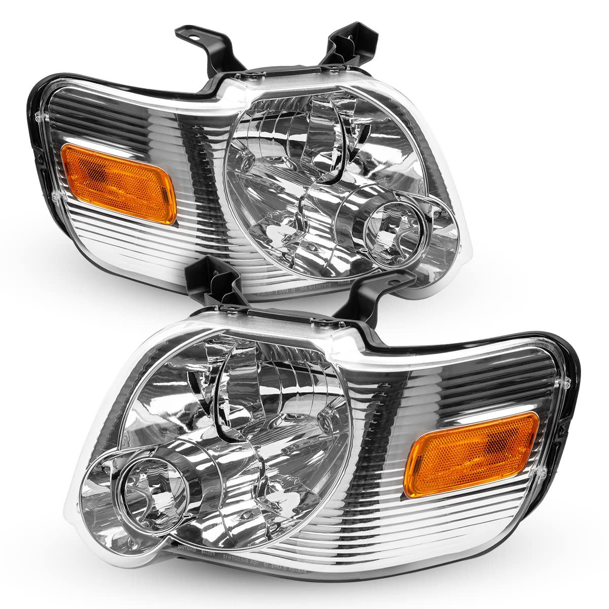 Torchbeam Replacement Headlight Assembly for 2006 2007 2008 2009 2010 Explorer Chrome Housing Clear Lens Amber Reflector Driver and Passenger Side