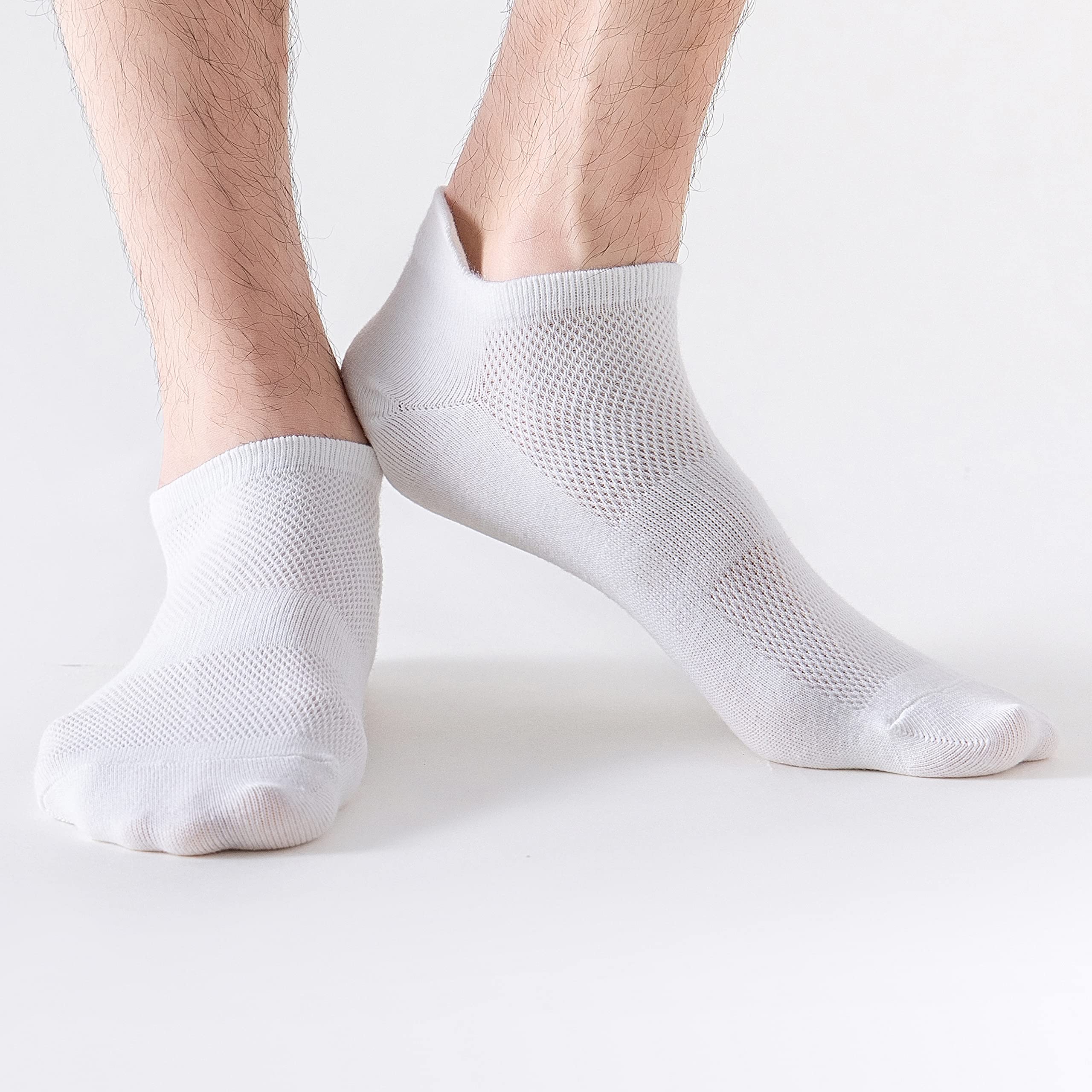 VFM 8 Pairs Ankle Athletic Running Socks for Men Women Low Cut Wicking Sport Cushion Tab Breathable Mesh Socks (4Black+4White)