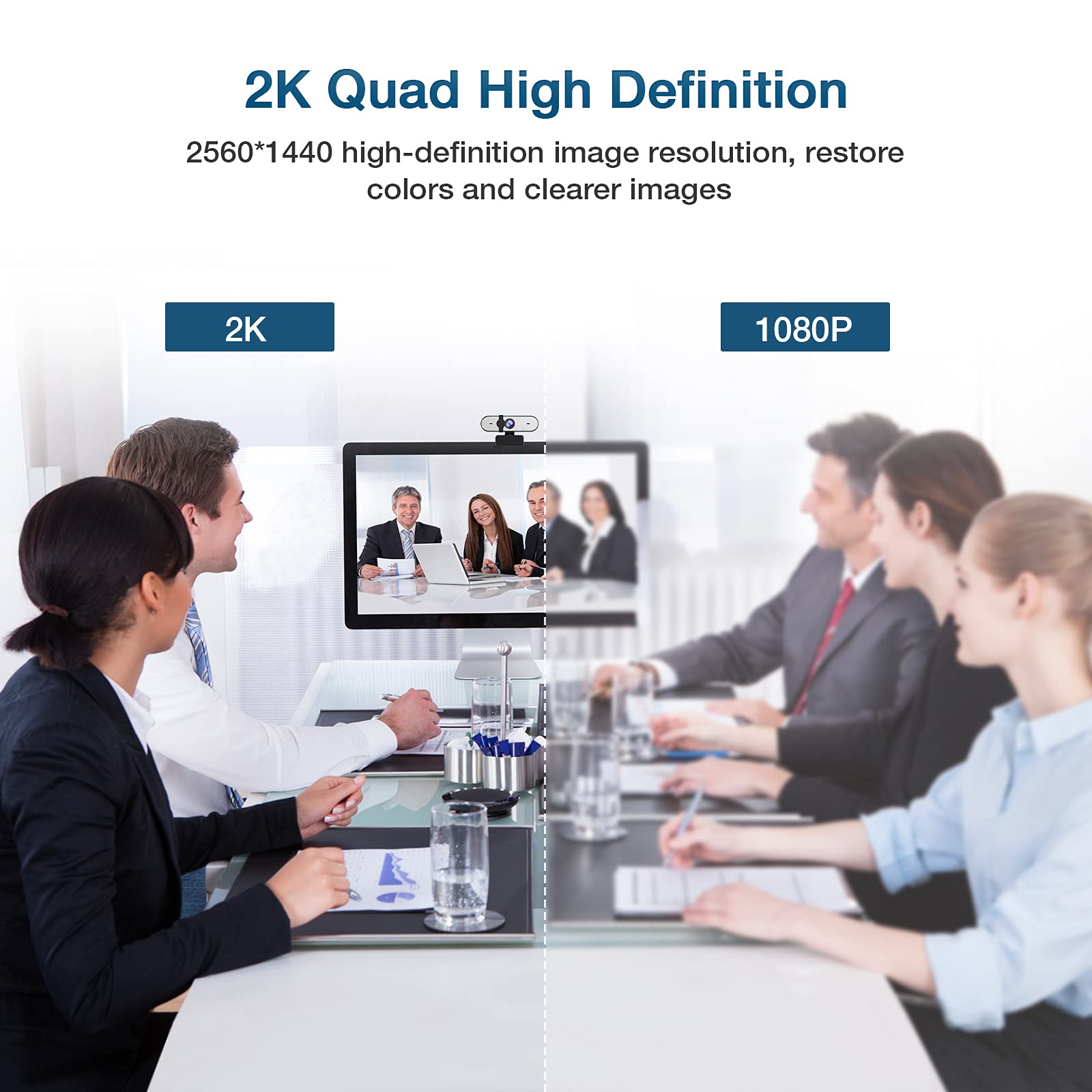 Webcam, 2K Full HD Webcams, Dual Microphone & Cover, Autofocus, HD USB Computer Web Camera, for YouTube/OBS/Facebook/Gaming/Zoom/Skype/FaceTime/Teams/Twitch/Etc