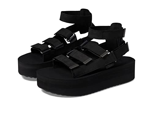 Teva Women's Flatform Mevia Leather Sandal, Black, 8