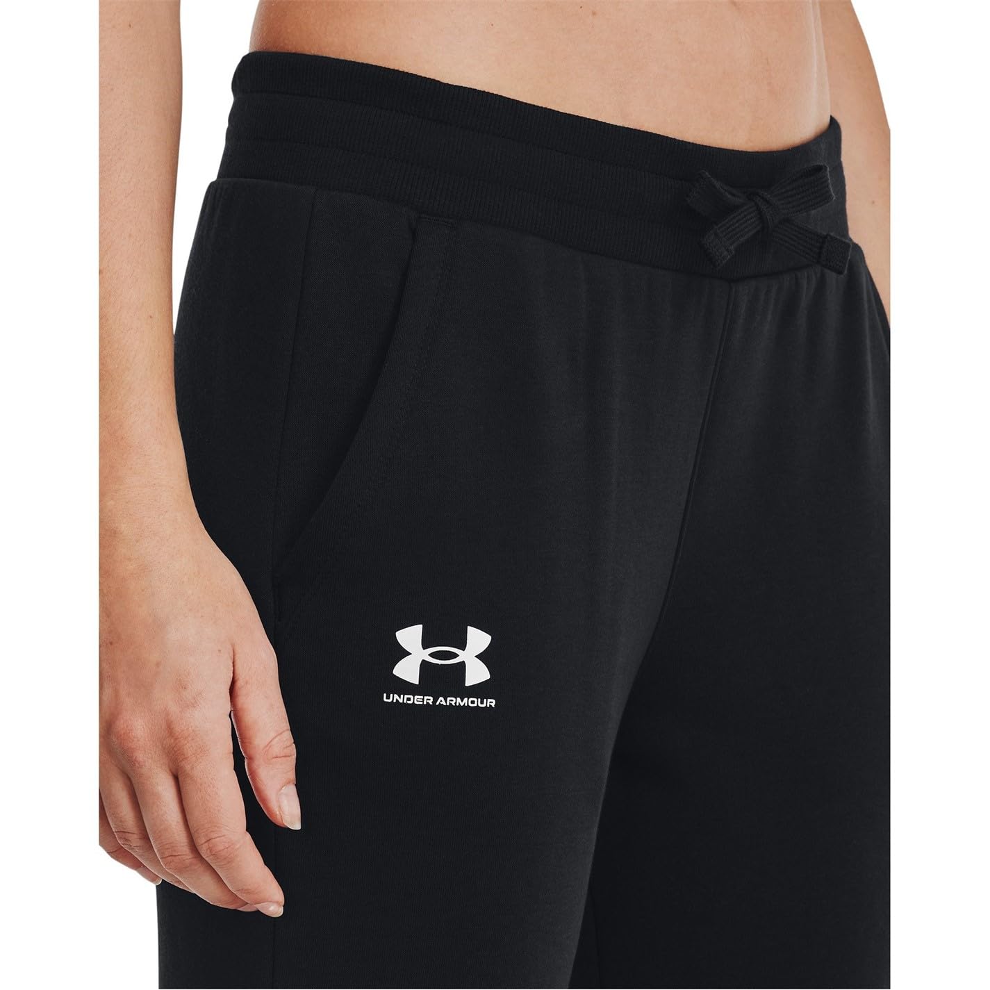 Under Armour Women's Rival Fleece Joggers(Black/Black/White, Small)