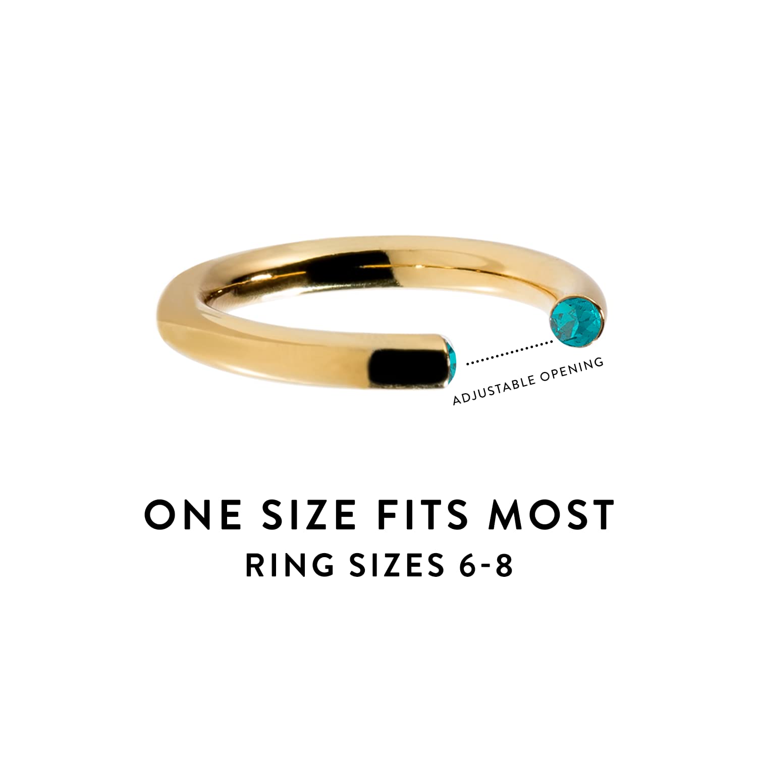 Stella Valle December Birthstone Ring - 18K Gold Plated Ring with Colored Swarovski Crystals - Represents Birth Month