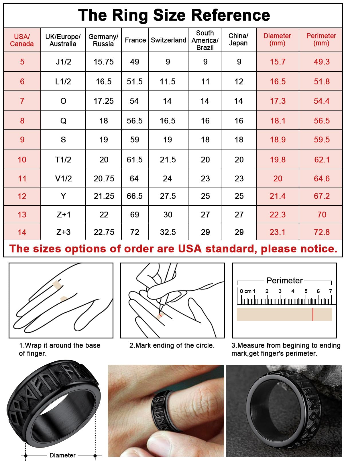 Scandinavia Viking Rune Band Thumb Rings, Black Punk Pinky Ring for Male, Women Spinner Stackable Finger Acccessories
