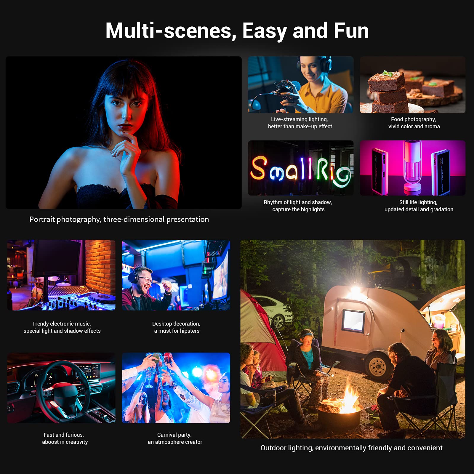 SmallRig RGB Video Light Panel Magnetic, LED Camera Light 360¡ã Full Color LED Light (Gray)