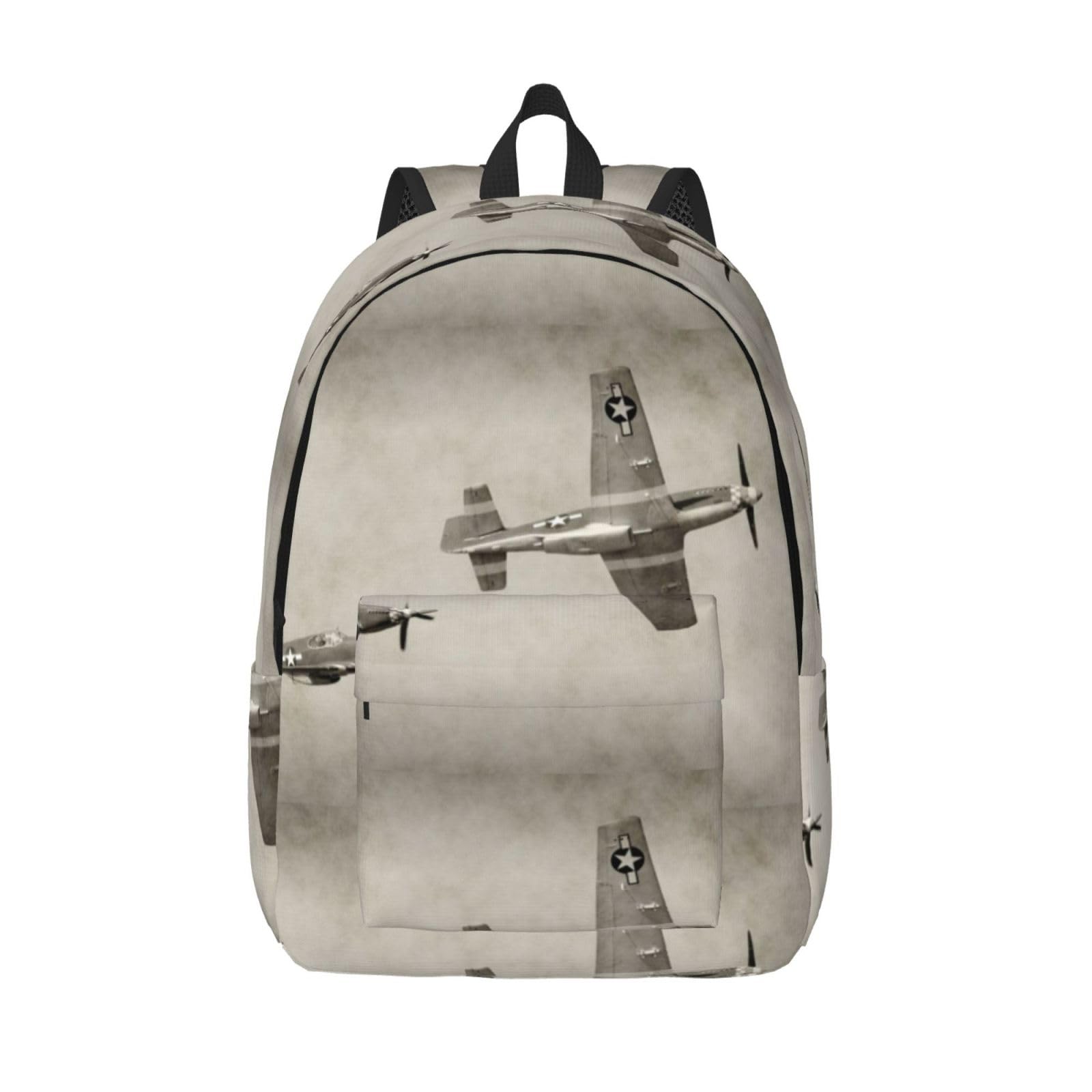 NOKOER World War 2 Aircraft Airplane Printed Canvas Backpack,Casual Daypacks,Laptop Backpack For Women Men,Lightweight Travel Daypack