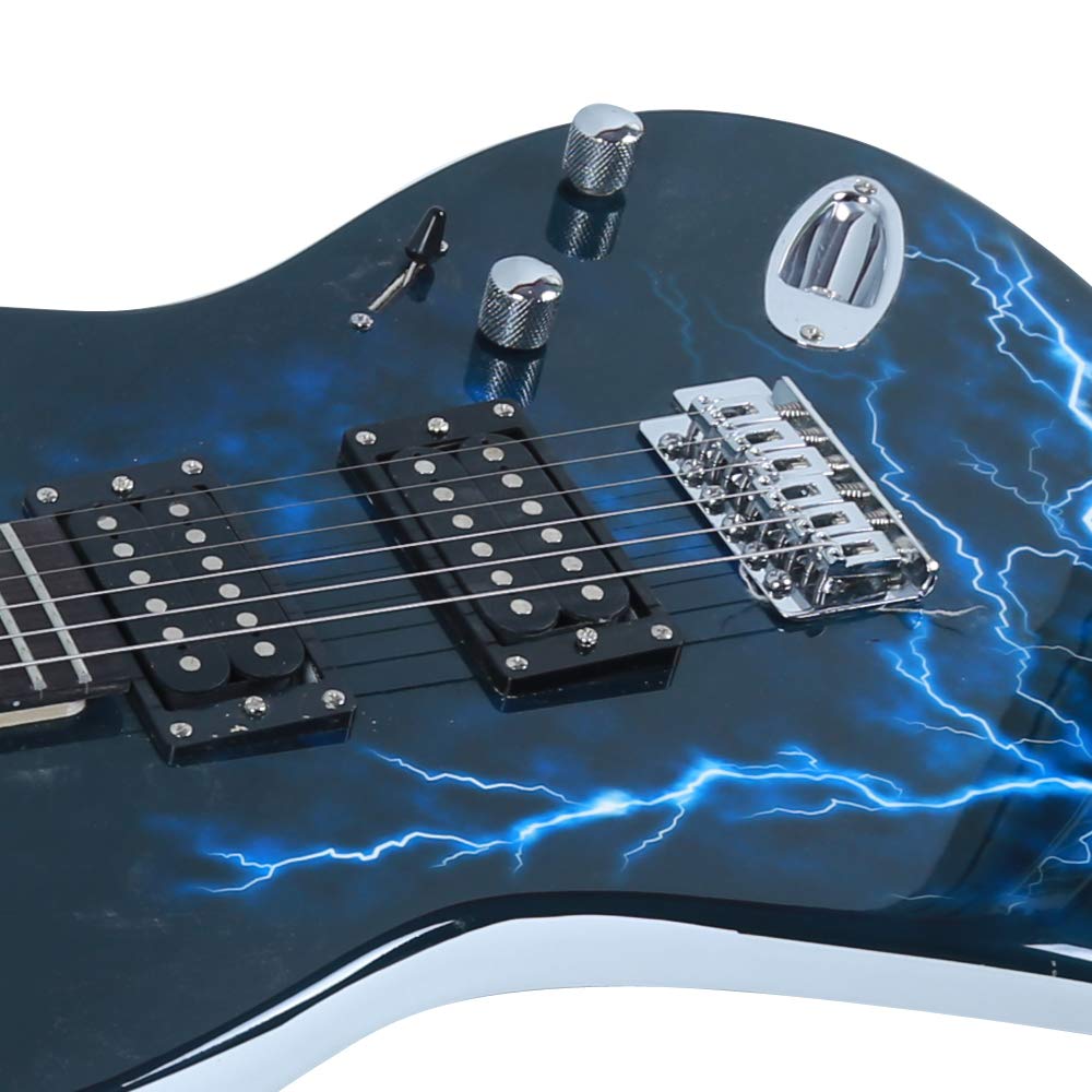 YUFUDE Electric Guitar Full Size 6 String with Strap, Guitar Bag, Power Cord,Plectrums (White)