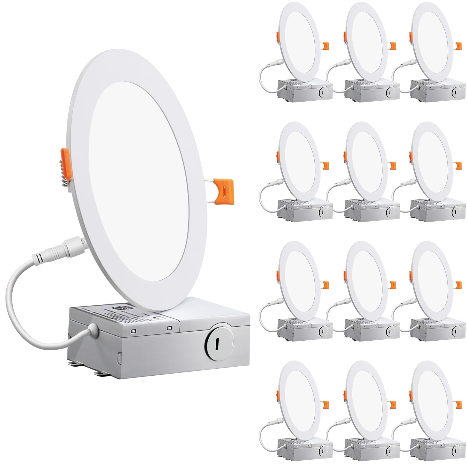 OOOLED 12 Pack Recessed Lighting 6 Inch, LED Ceiling Light Dimmable, Slim LED Recessed Ceiling Light with Junction Box, 12w (100w Eqv), 3000K Warm White, 950LM, Recessed Lights Fixture, ETL Certified
