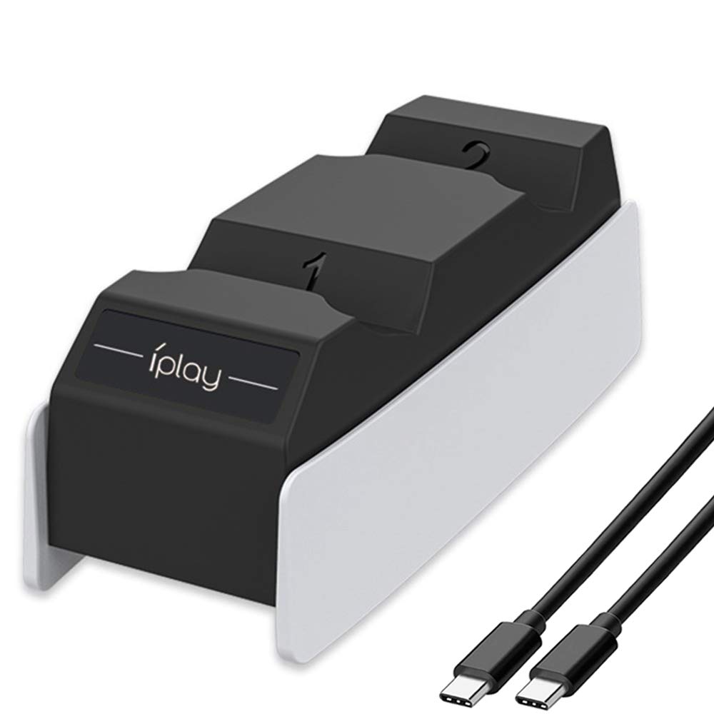 PS5 Charging Station, arVin PS5 Controller Charger Station with USB Type C Fast Charging Cable, Upgrade Click-in Design PS5 Dual Charger Dock Stand for Sony Playstation 5 Controller Dualsense