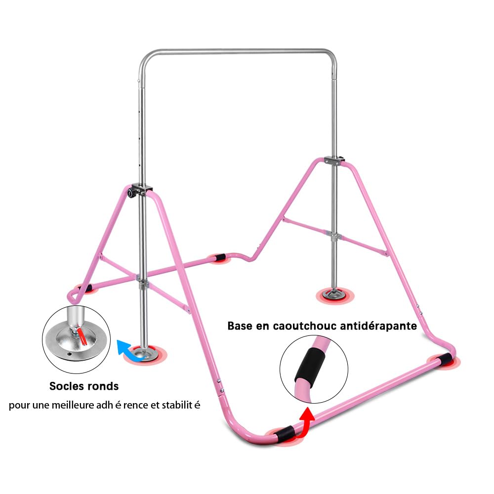 ONETWOFIT Gymnastics Bars Kids Kip Training Bars for Home,Folding Horizontal Bars with Adjustable Height,Practice Bar Gymnastic,Junior Training Bar for Child OT128