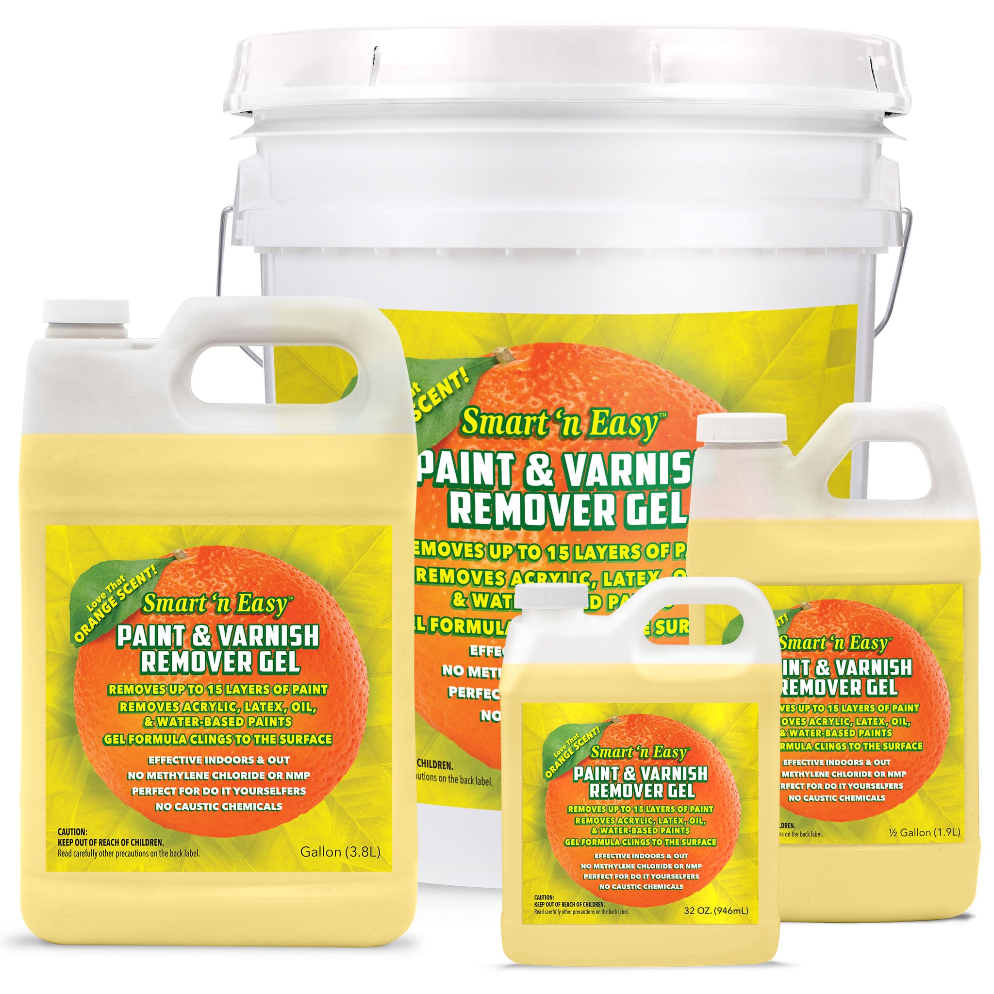 Smart 'n Easy Paint & Varnish Remover Gel - Do It Yourself Friendly Paint Remover - Strips Multiple Layers of Acrylic, Latex, Oil, & Water-Based Paints & Varnishes - Orange Citrus Scent - 32oz.