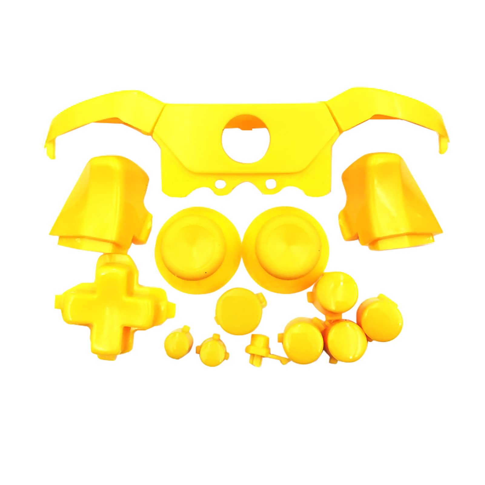 Yellow Full Extra Buttons + Thumbsticks 15pcs Set Replacement, Compatible with for Xbox One Elite Wireless Controllers Series 1 / 2, Personalized DIY ABXY D-Pad LB RB LT RT Home Button Cover