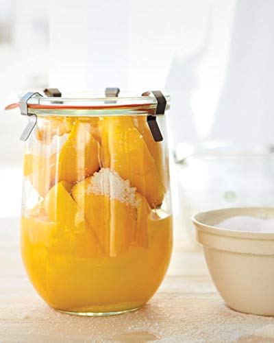 Weck Jars - Weck Tulip Jars 1 Liter - Sour Dough Starter Jars - Large Glass Jars for Sourdough with Glass Lid, Wide Mouth - Suitable for Canning and Storage - 4 Jars