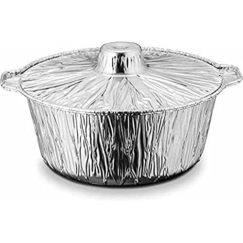 Nicole Fantini Disposable Aluminum Pot With Lid Complete Set Good to use on Stove (3, Small: 3.5Qrtz: 9X5 (LXH)), Silver