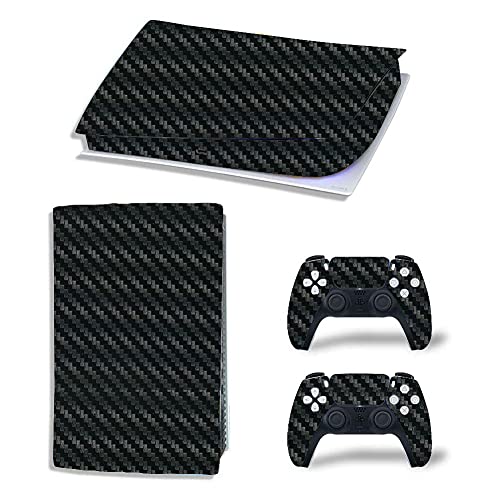 PS5 digital edition black carbon fiber skin sticker wrap playstation 5 console controllers dustproof vinyl cover decal case