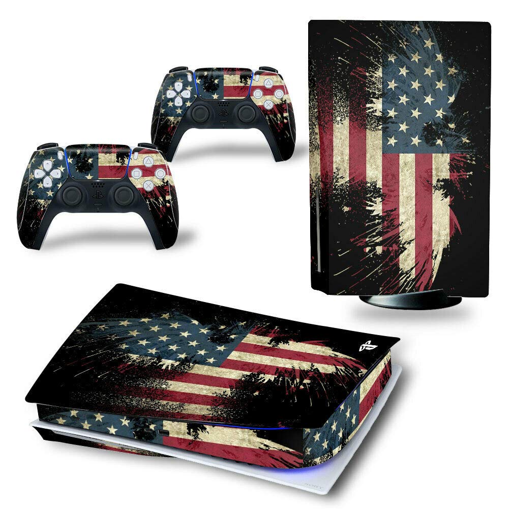 PS5 Disk Console American Flag USA Skin Decal Vinyl Wrap Sticker PlayStation 5 Compatible