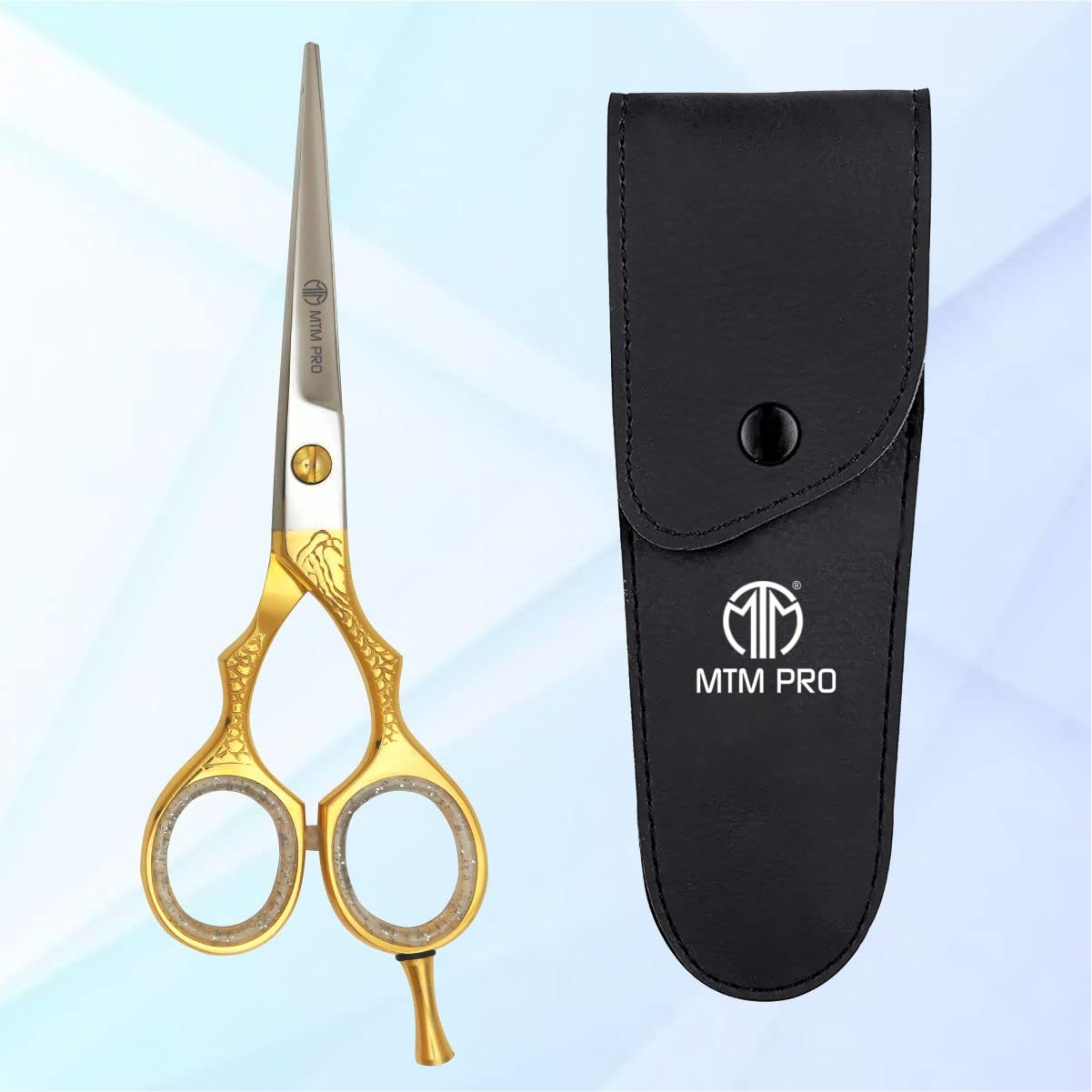 MTM PRO Hair Cutting Scissors,6.5 Inch Professional Stainless Steel Barber Hair Scissors,for Both Salon and Home Use (Golden Handle)