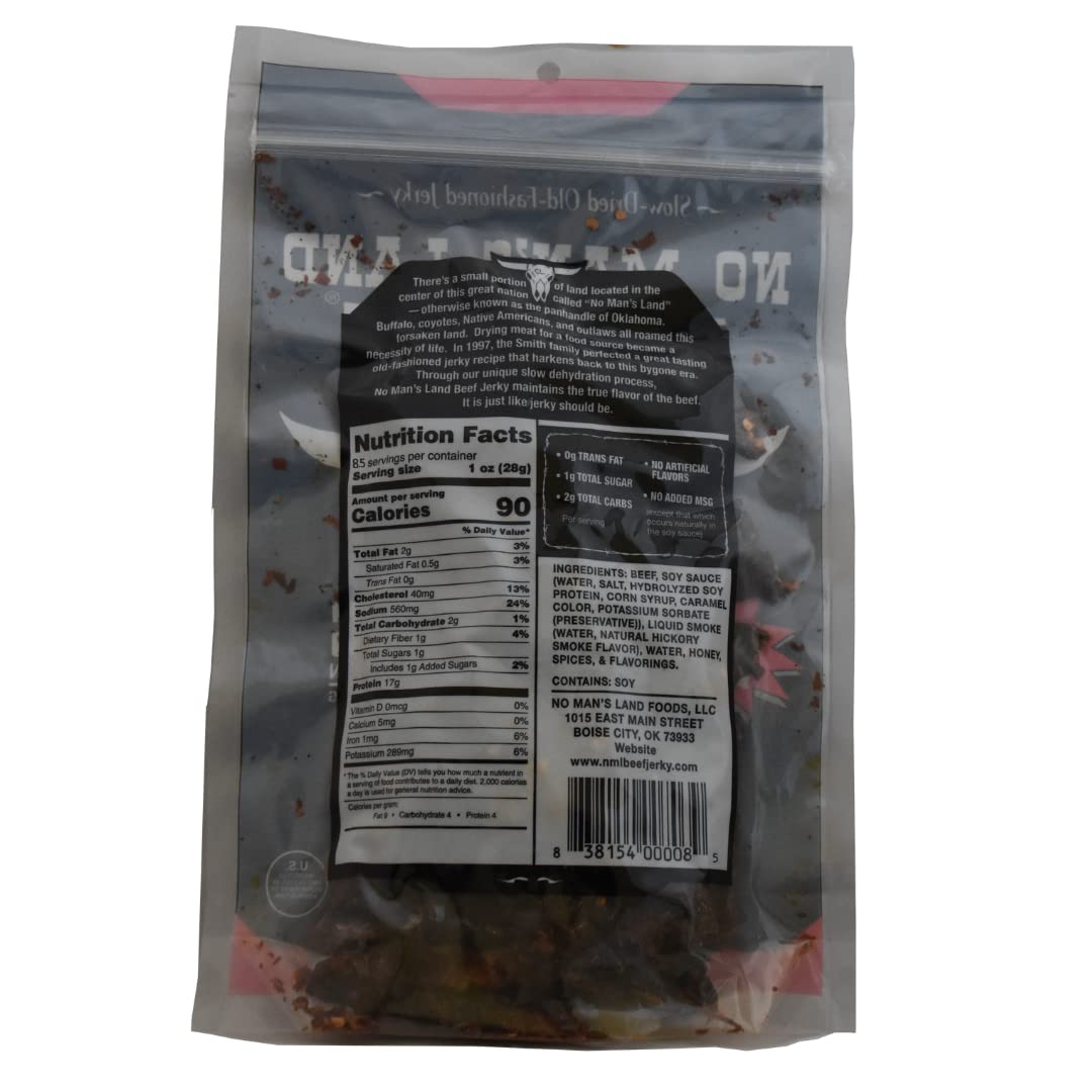 No Man’s Land HOT Beef Jerky High Protein Free Low Calorie Low Carb Beef Snack 8.5oz Bag…