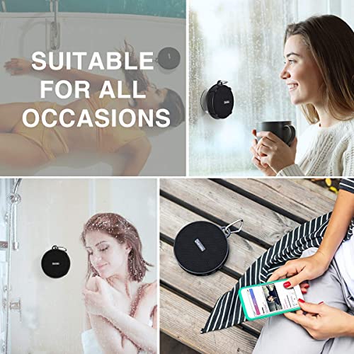 Onforu Shower Speaker, Waterproof Outdoor Bluetooth Speaker with Suction Cup, Portable Mini Wireless Speaker with Sturdy Hook, Stereo Sound and Bluetooth 5.0 for Bathroom, Pool, Beach