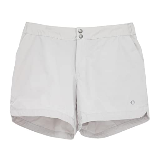 The American Outdoorsman Womens Curved Hem 5" Pull-On Trail Casual Shorts with Elastic Waist and Quick-Dry Fabric (Quiet Grey, Medium)