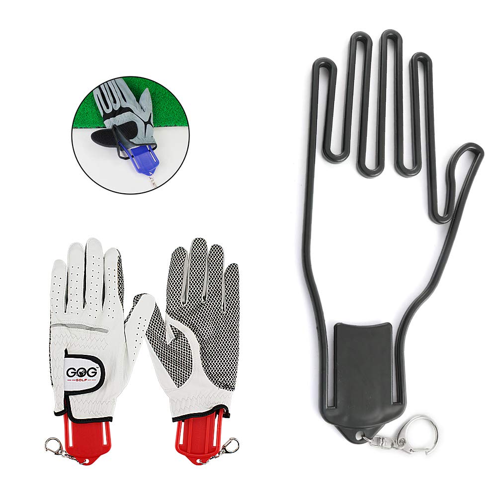 Pro Bamboo Kitchen Golf Glove Rack Black Plastic Golf Glove Dryer/Hanger/Stretcher with Stainless Steel Hook for Drying Gloves, Keep The Shape of Gloves