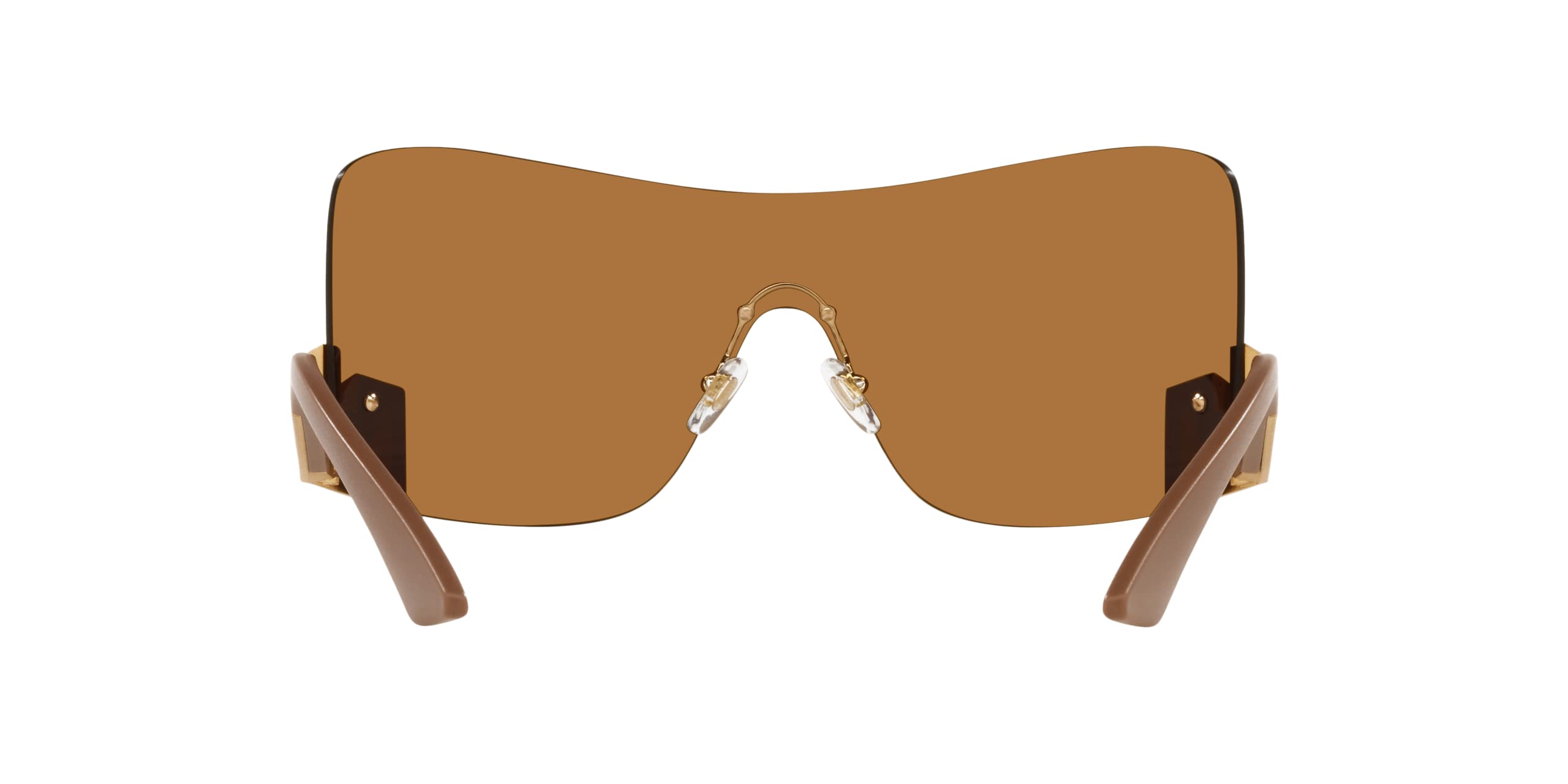 Versace Woman Sunglasses Shiny Cream Horn Frame, Dark Grey Mirror Gold Lenses, 0MM