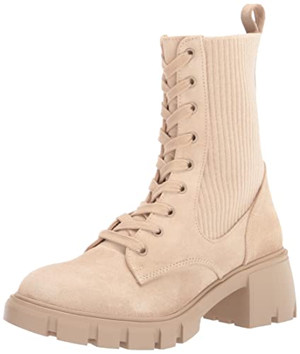 Steve Madden Women's Hunt Combat Boot, Sand Suede, 7.5