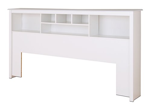 Prepac Stylish Freestanding King Headboard with Bookcase (WSH-8445) Monterey 2 Drawer Nightstand with Open Shelf (WDC-2428), White