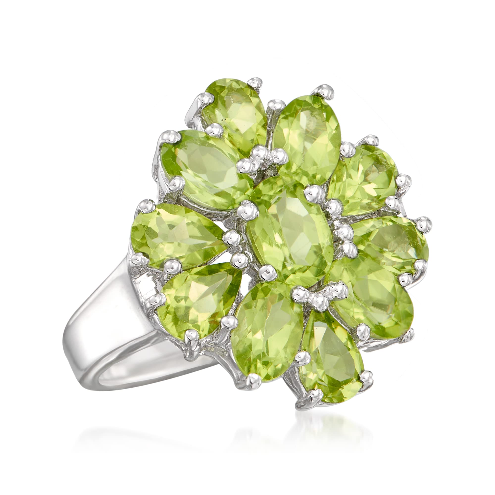 Ross-Simons 5.00 ct. t.w. Peridot Cluster Ring in Sterling Silver. Size 8