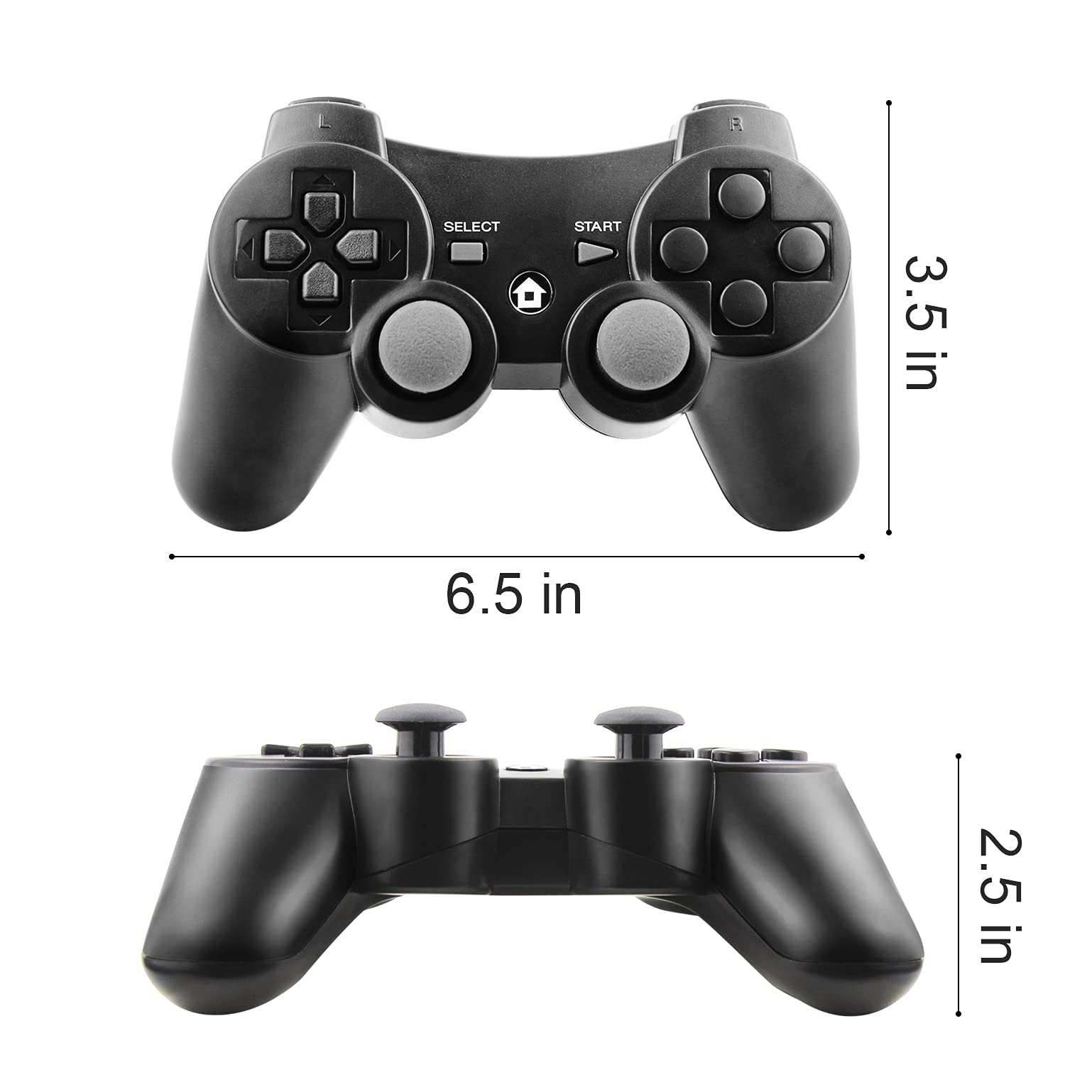 TOPSALE Wireless Controller Compatible with PS-3 Play-station 3, Wireless Bluetooth Joystick with Charger Cable Cord (Black)