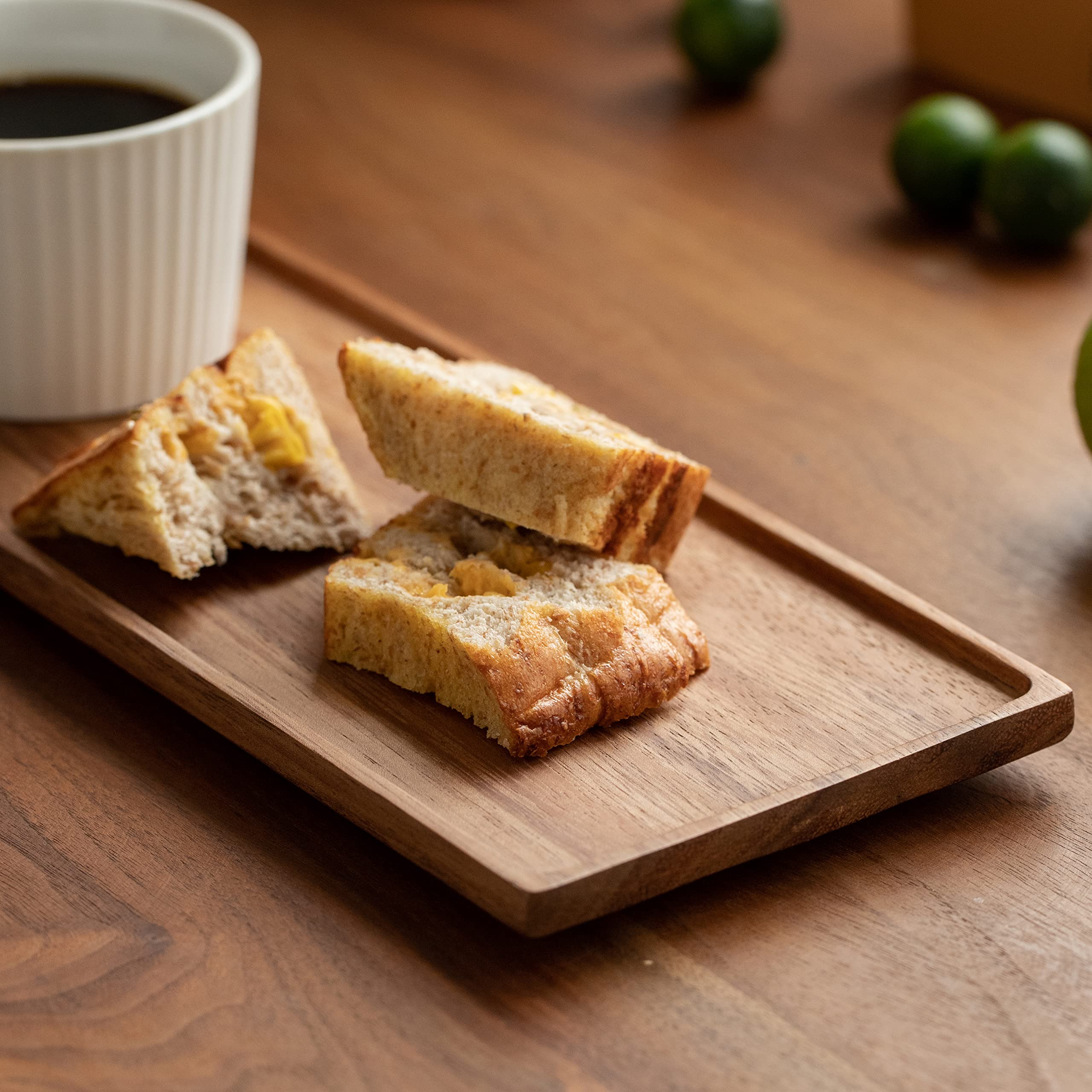 Vandroop Wooden Serving Platter, Small Decorative Trays for Parties, Appetizers, Tea/Coffee, and Cheese, Handcrafted Wooden Board Set of 2 (9.8"×4.6")
