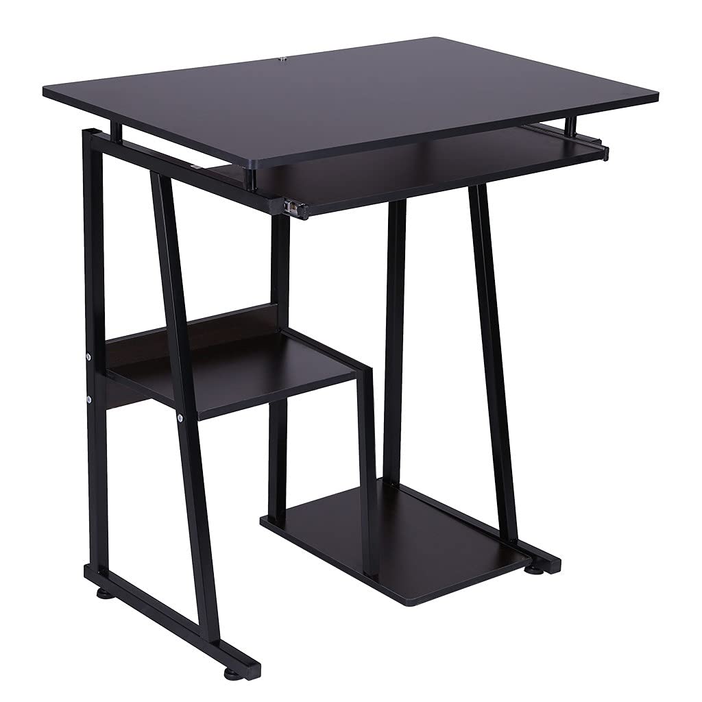 PMUYBHF Home Office Desks Standing Small Laptop Desk with Pullout Keyboard Tray for Small Spaces Computer Table for Couch Bedrooms