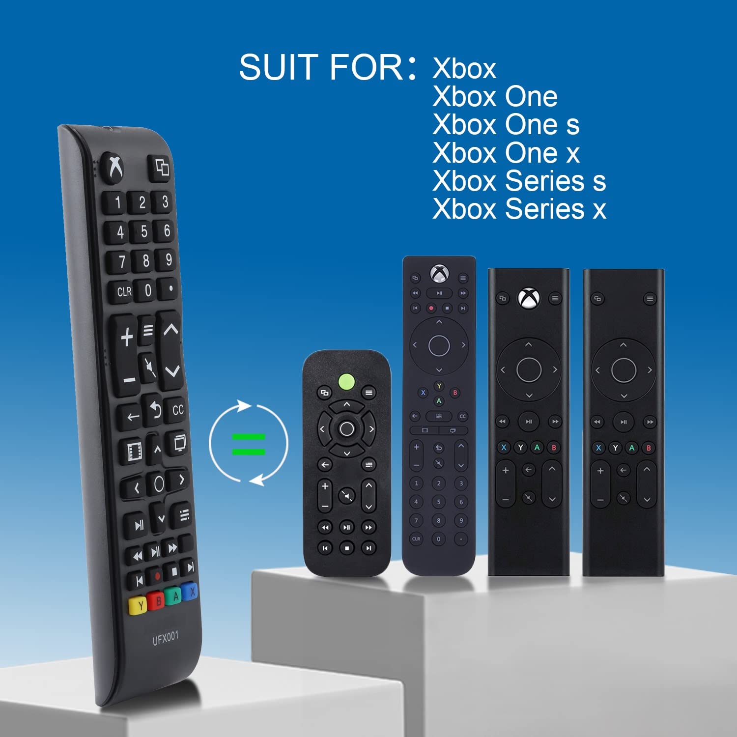 Replacement Remote Control UFX001 fit for Xbox One, Xbox One S/X PDP Gaming Multipurpose Media Remote Control