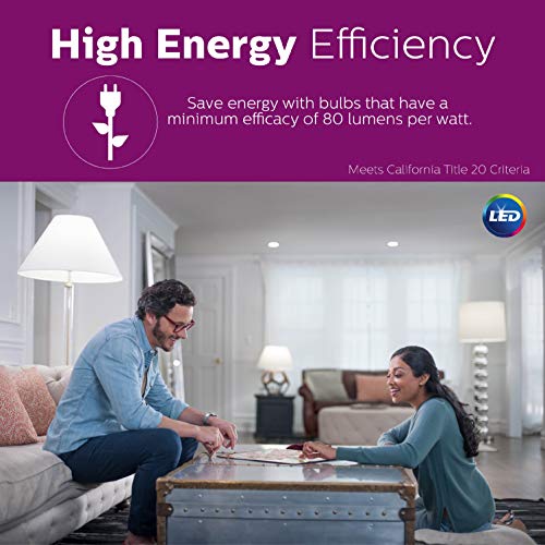 Philips LED Flicker-Free Dimmable Warm Glow Effect Frosted G16.5 Light Bulb, 650 Lumen, 2200-2700K, 3.8W35W, E26 Base, Title 20 Certified, 8-Pack , White