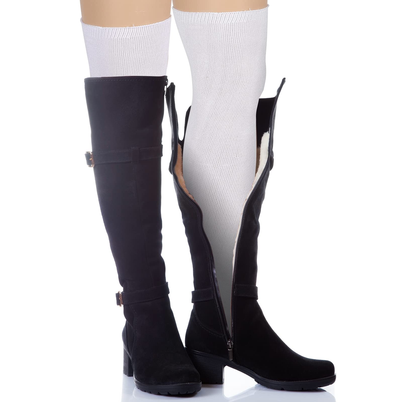 Replacement Sock Liner for Aircast Cast Sock Long Walking Boot Liners Breathable Walking Boot Sock Elastic Cam Walker Boot Line for Women and Men Aircast Compression Walking Boot, White, 2 Pairs