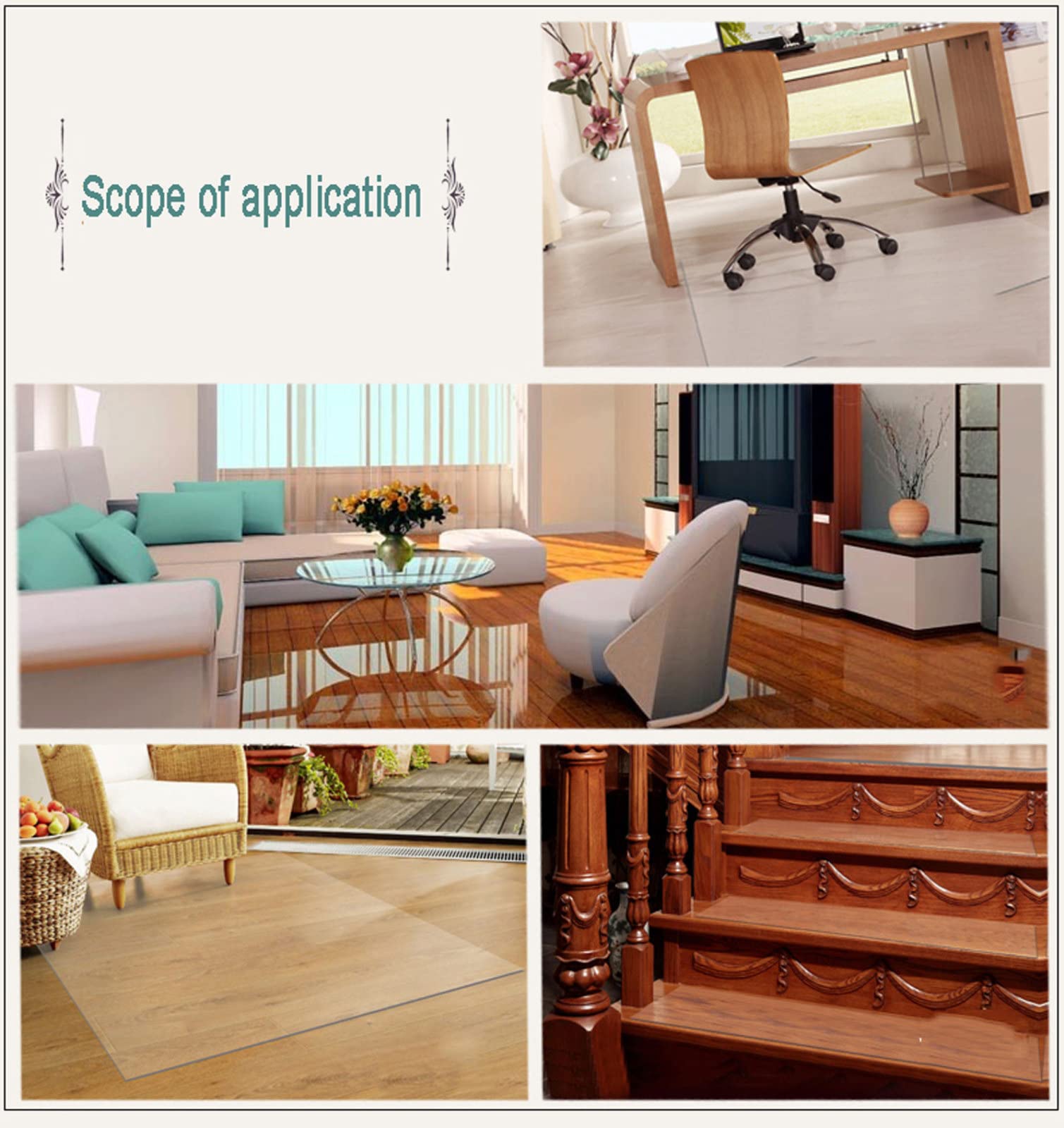 Office Chair Mat for Hardwood Floor,4x8.8ft Thick Transparent Heavy Duty Computer Swivel Chair,HD Transparent Carpet Entrance Hall Bedroom Mat Protect Pad,Transparent 2mm/0.08in