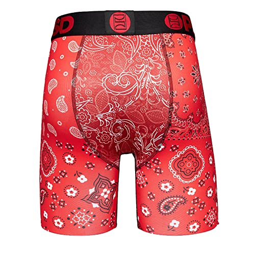 PSD Men's Hype Red Bandana Boxer Briefs, Red, S