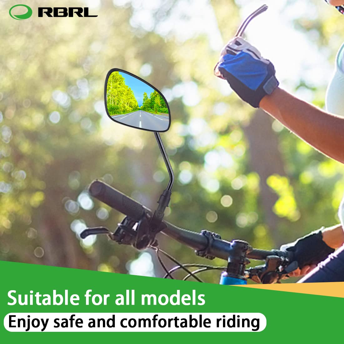 RBRL new handlebar bicycle mirror, high-definition explosion-proof adjustable and rotatable bike mirror, safety glass mirror, rearview mirror (Black-A set, A set)