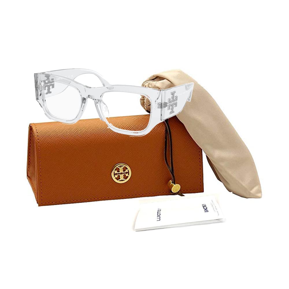 Tory Burch TY7145U 1821SB 52MM Clear Transparent/Clear and Blue Light and Etc. Rectangular Sunglasses for Women + BUNDLE With Designer iWear Eyewear Kit