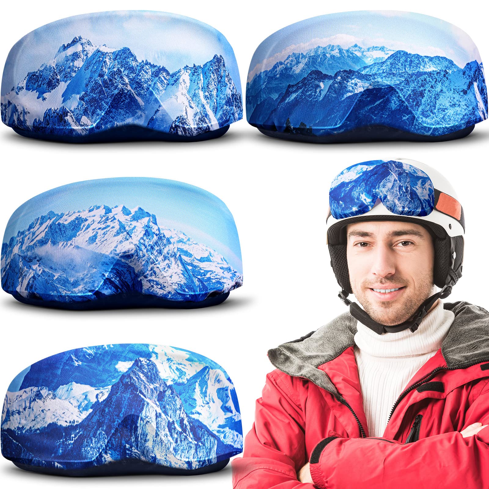 Weewooday 4 Pieces Microfiber Protective Ski Goggle Cover Ski Goggle Cover Protectors for Snow Ski Goggles (Snow Mountain Style)
