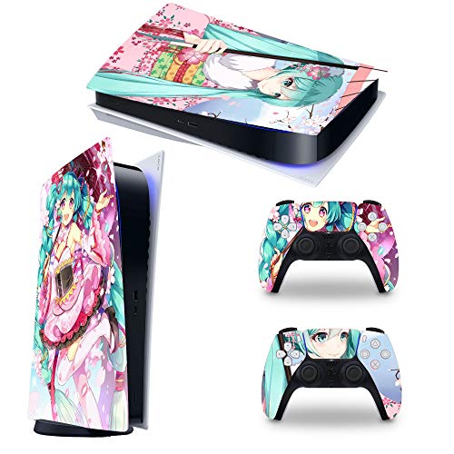 Singer Girl Anime PS5 Digital Edition Whole Body Vinyl Skin Sticker Decal Cover for Playstation 5 Digital Edition System Console and Controllers