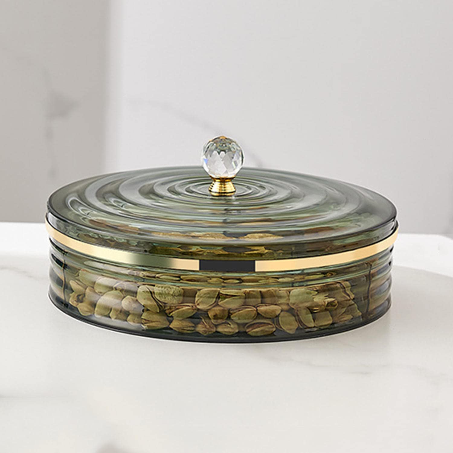 Snack Tray, Divided Serving Tray with Lid, Fruit Trays for Serving for Party, 4 Compartment Round Snack Tray with Lid, for Dried Fruits, Nuts, Candies, Sweet Cookies and Fruits