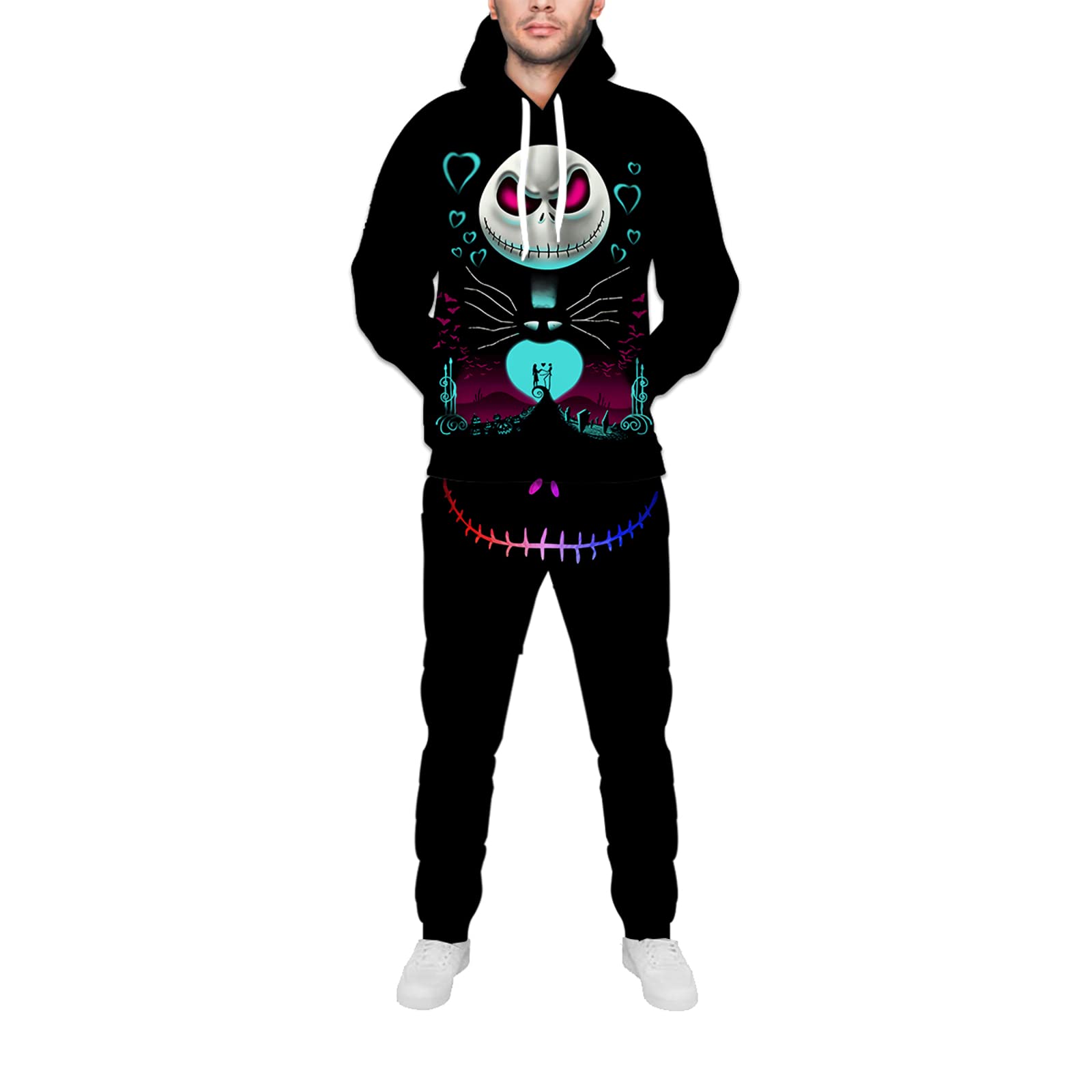 VYVAYOB Halloween Mens Jack Hoodie Pant Set 3d Printed Sweatshirts Suit JackSet-1-Large