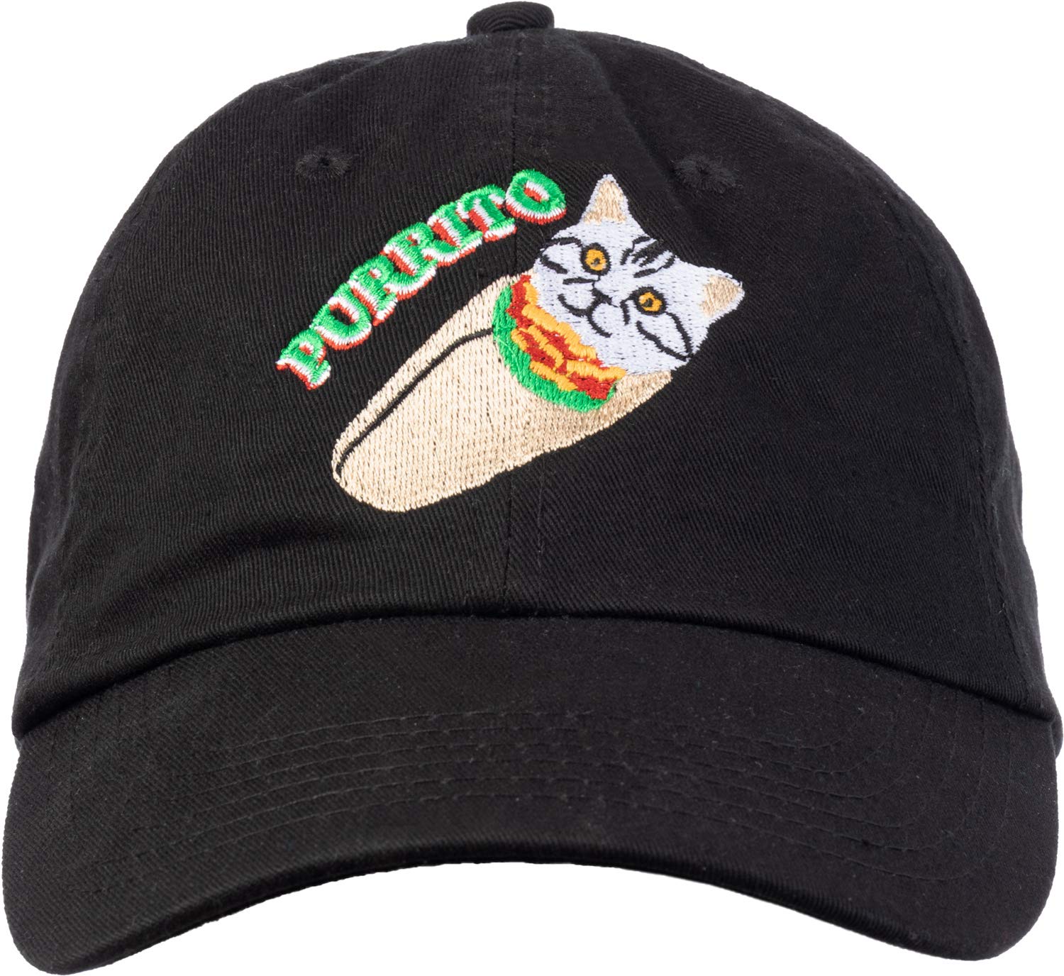Purrito | Cat in a Burrito Funny Mexican Food Kitty Salsa Guac Kitten Dad Hat Cap Black