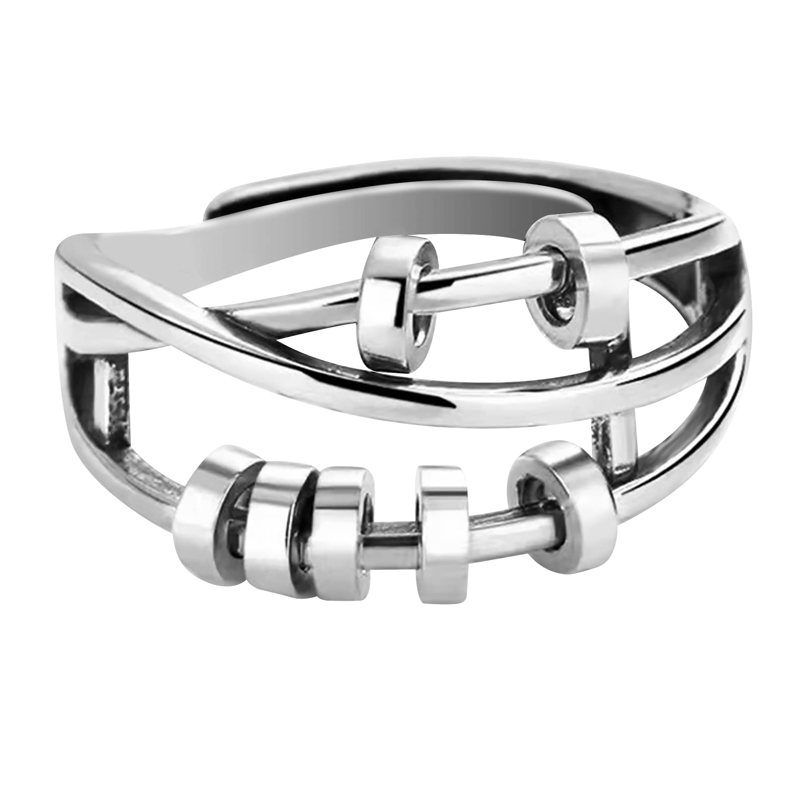 STJERNES s925 Sterling Silver Relaxing Rings For Women,Adjustable Stacking Spinning Worry Ring,Jewelry for Best Friends