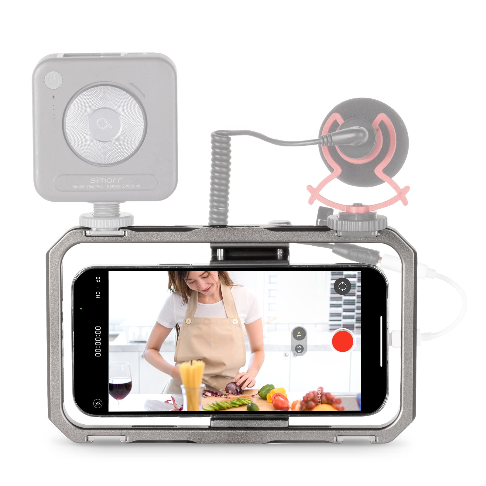 SmallRig Phone Cage Video Rig for iPhone 15 14 13 12 11 Pro Max, Universal Video Phone Stabilizer with Dual Handles and Power Bank Holder - 3609